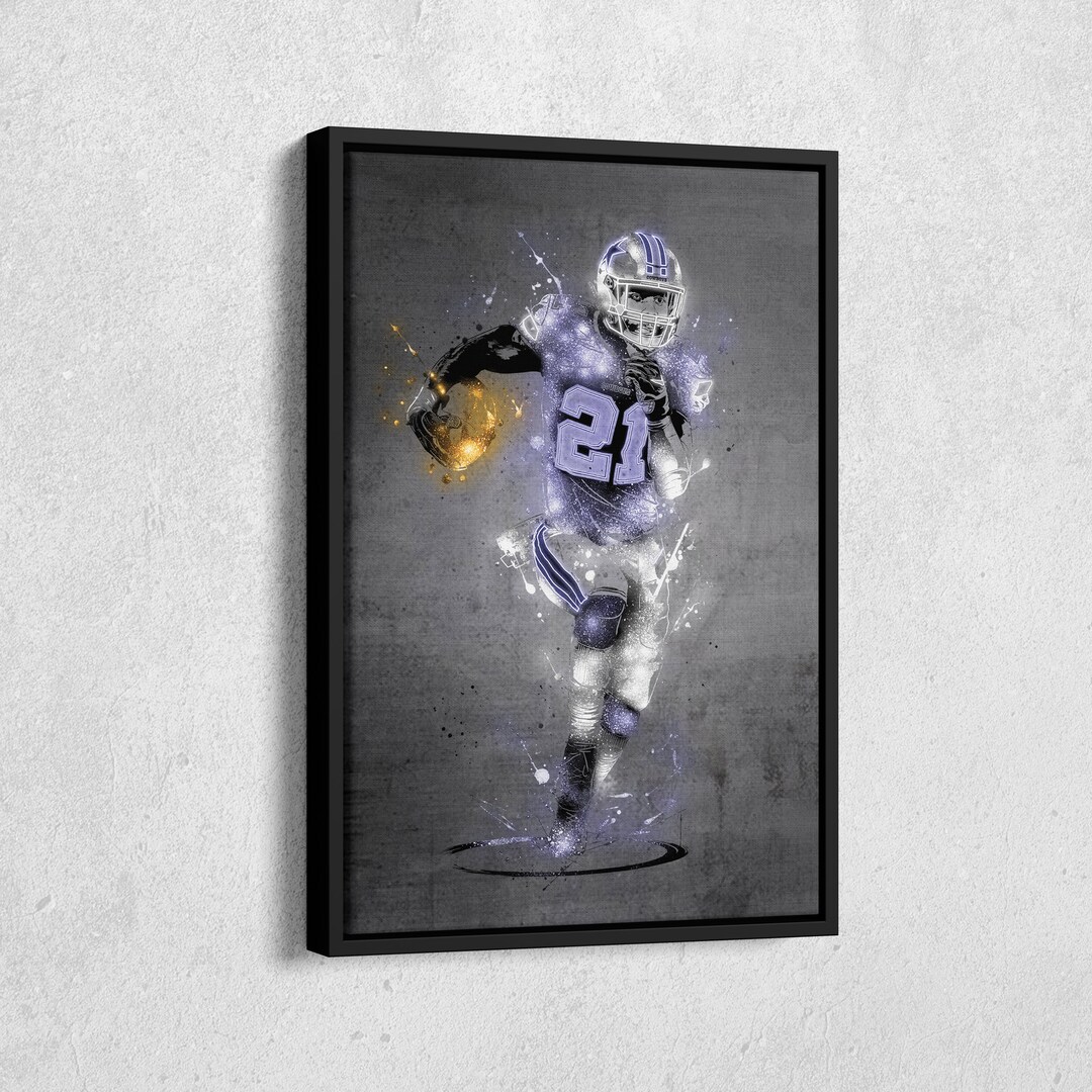 Ezekiel Elliott Poster Neon Splash Dallas Cowboys NFL Framed Poster ...