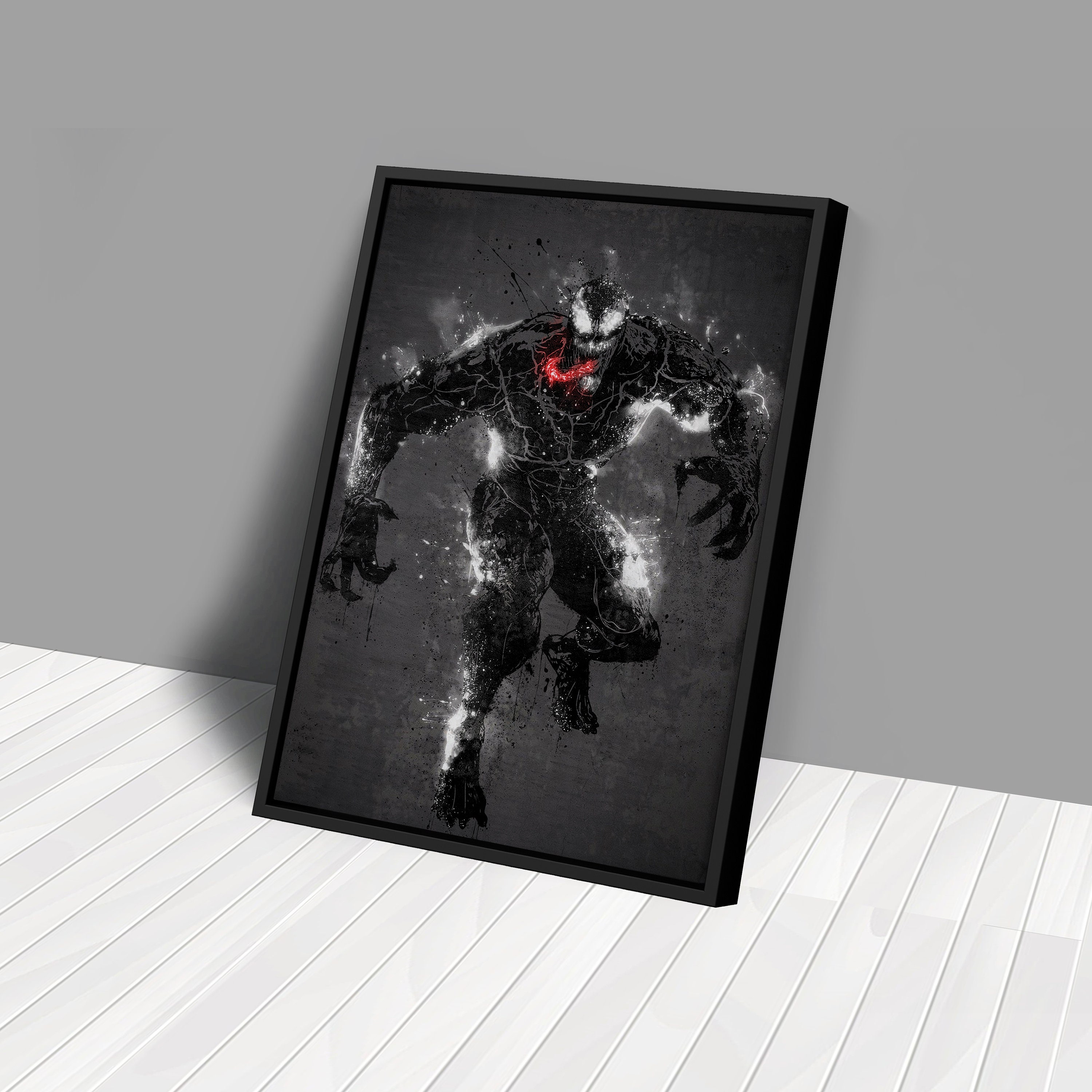 Venom Poster Neon Splash Marvel Comics Framed Canvas Wall Art Print ...