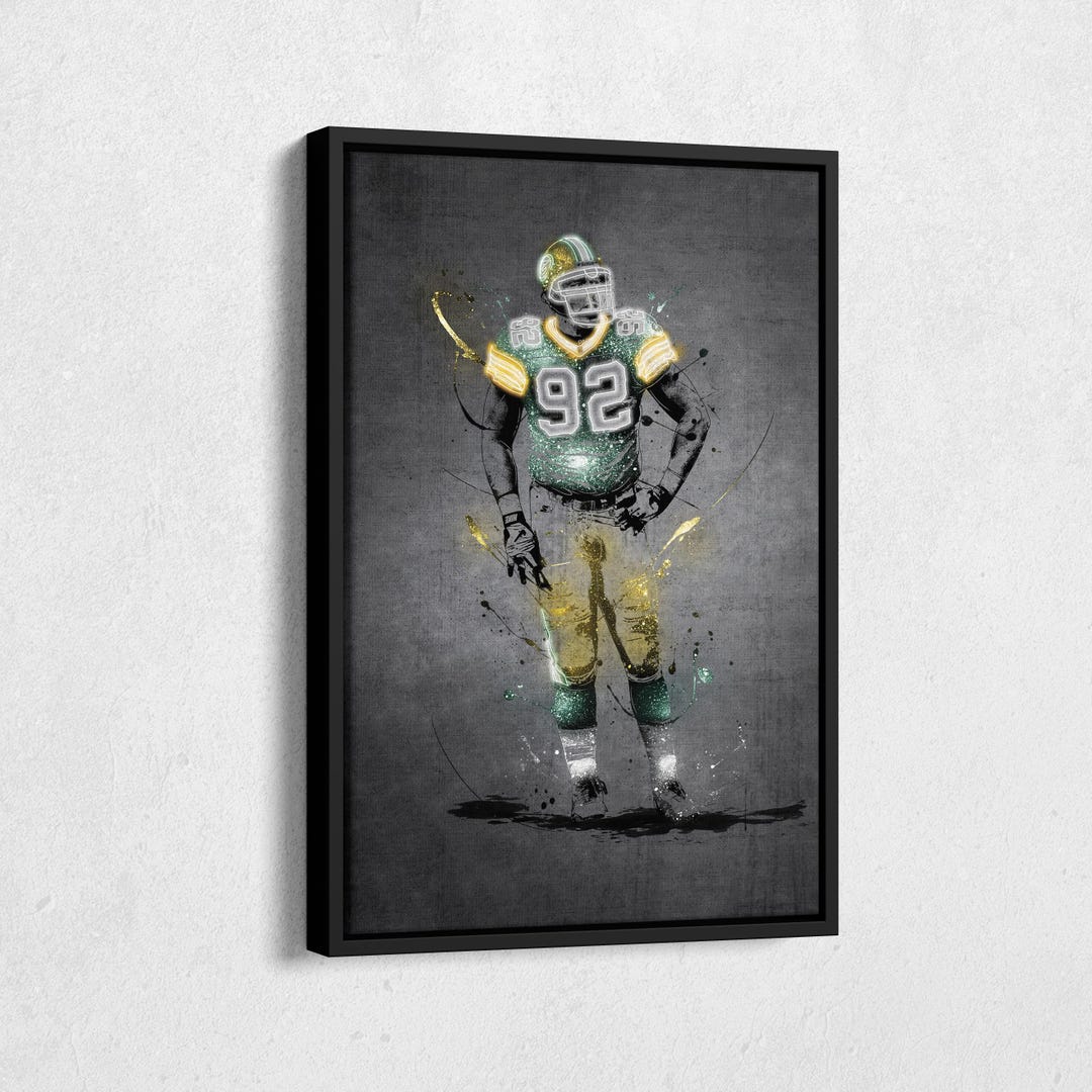 Reggie White Neon Splash Poster Green Bay Packers 92 NFL Framed Canvas ...