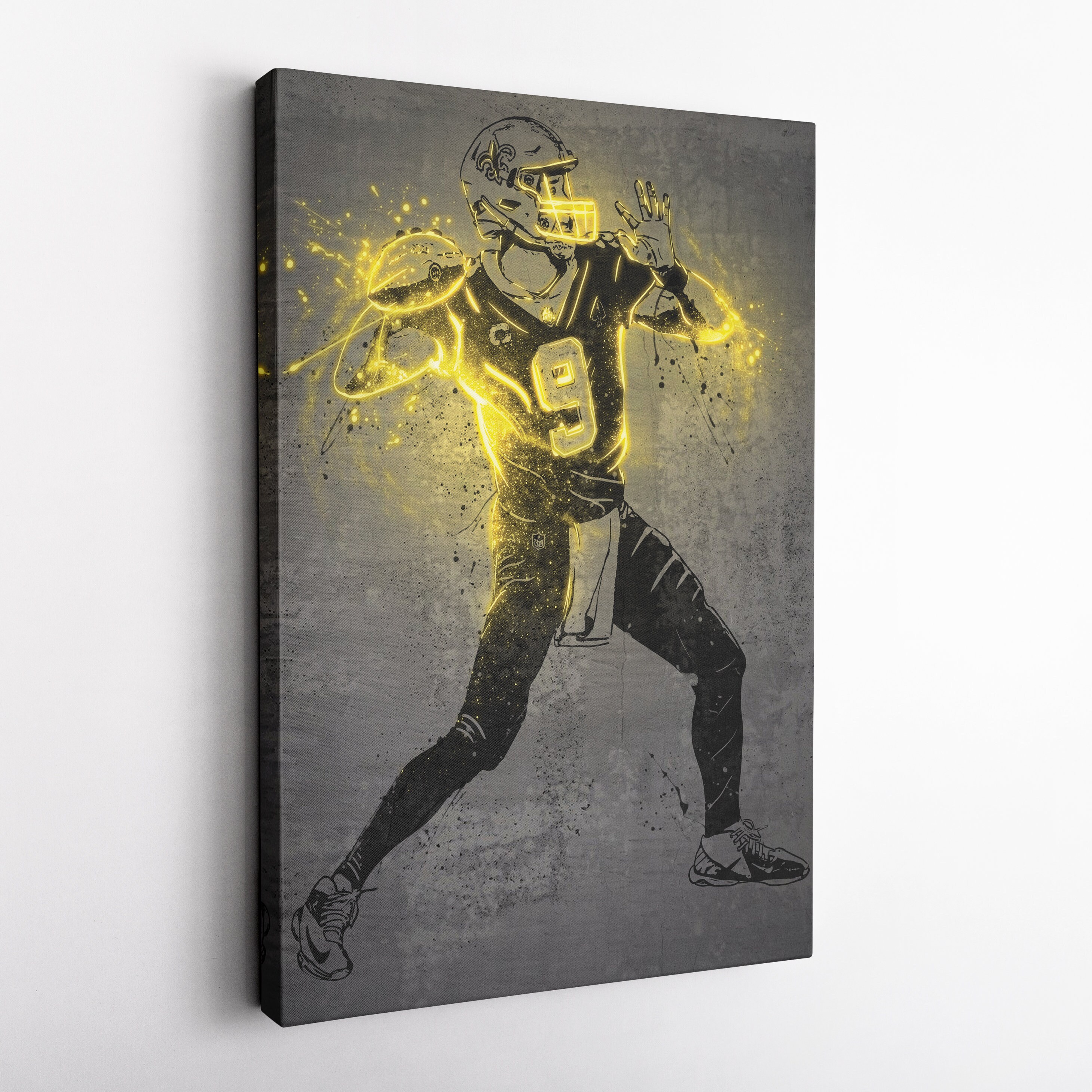 Drew Brees Poster Neon Splash New Orleans Saints NFL Framed Canvas Wall ...