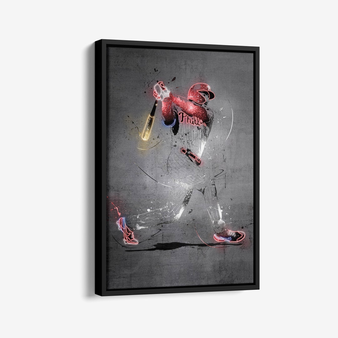 Bryson Stott Poster Neon Splash Philadelphia Phillies MLB Framed Canvas ...