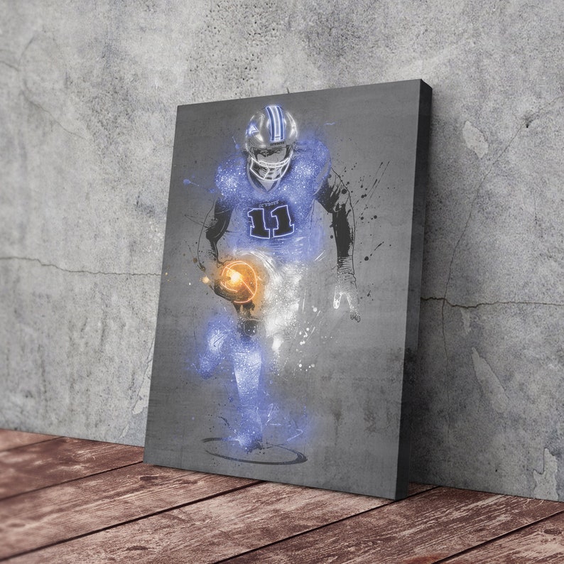 Micah Parsons Poster Neon Splash Dallas Cowboys NFL Framed Canvas Wall ...