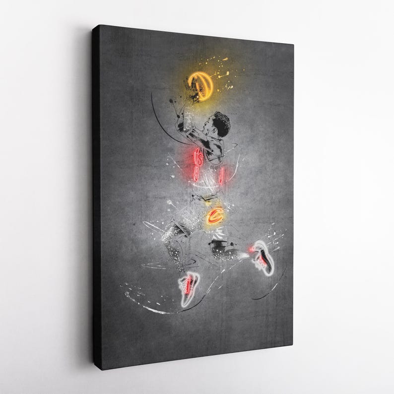 Donovan Mitchell Neon Splash Poster Cleveland Cavaliers 45 NBA Framed ...
