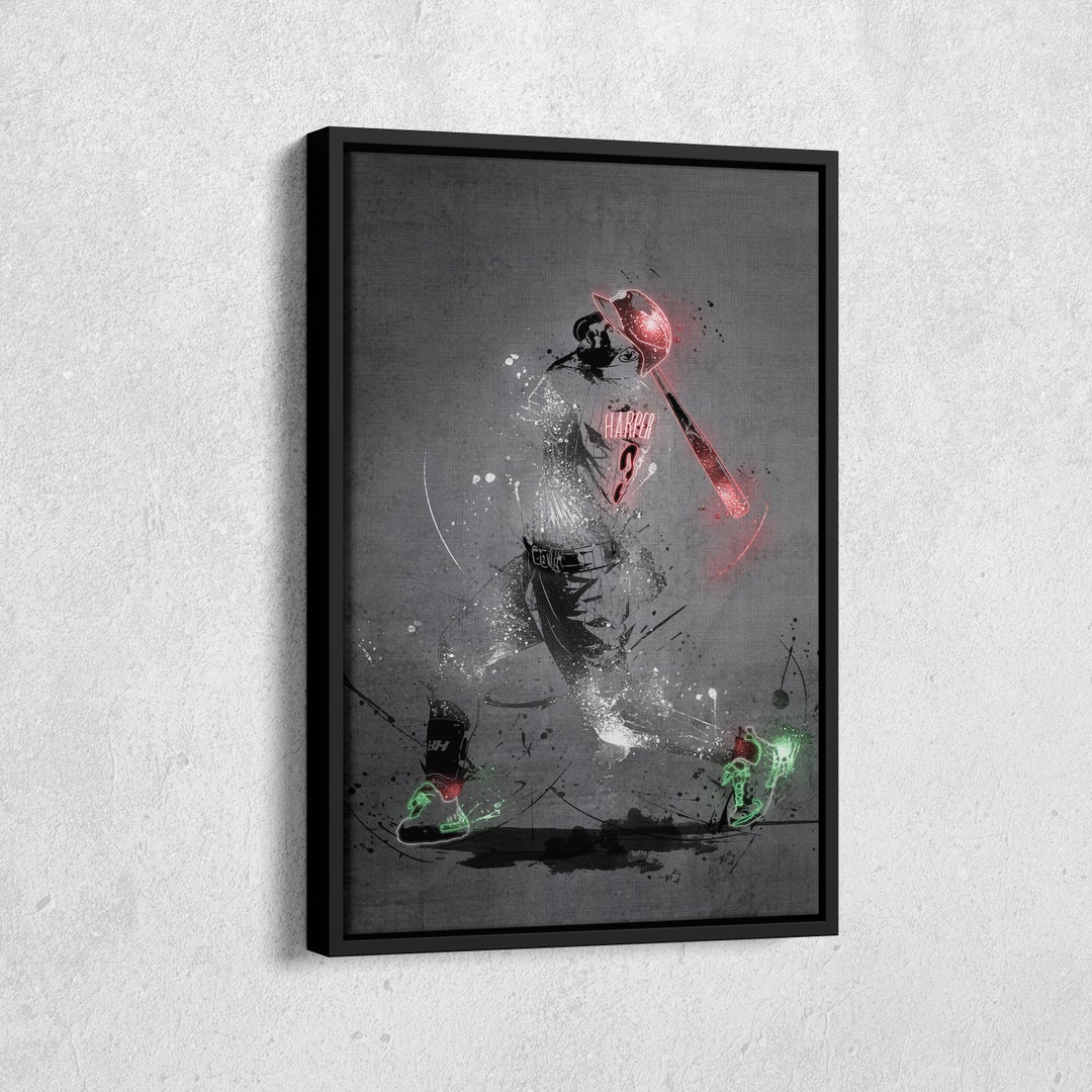 Bryce Harper Poster Neon Splash Philadelphia Phillies MLB Framed Canvas ...
