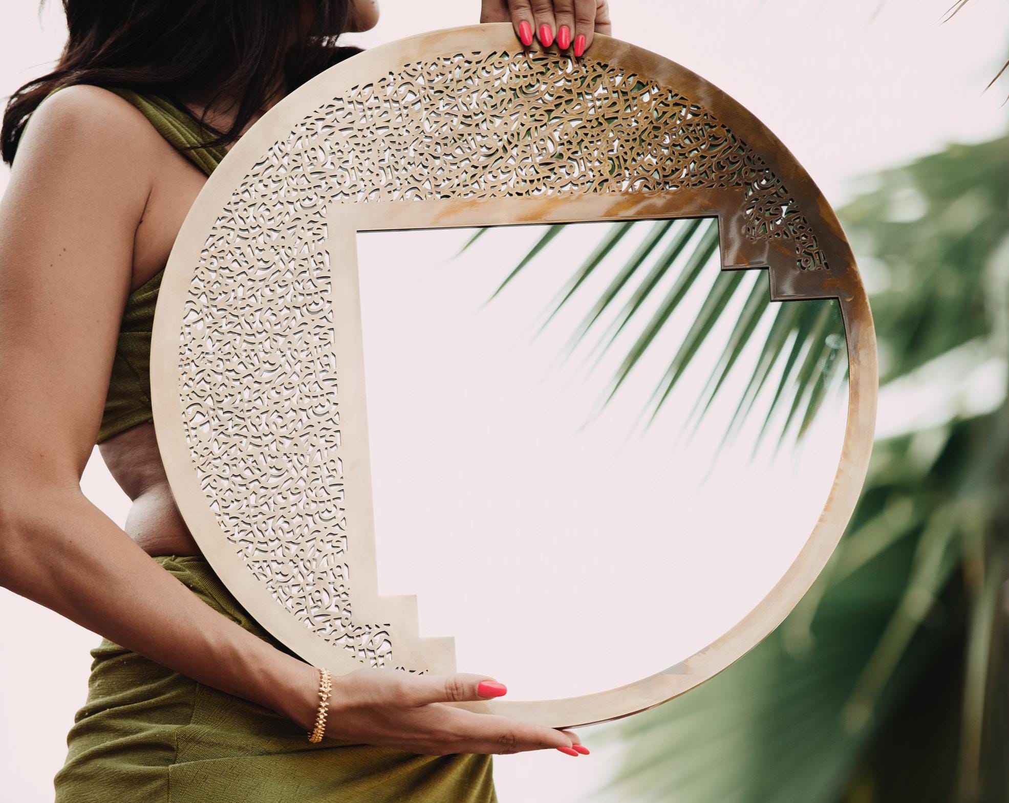 Calligraphy Moroccan Bronze Mirror - Etsy
