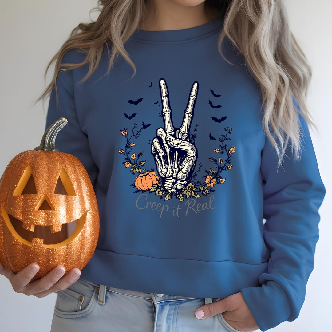 A "creep It Real" Halloween PNG: Skeleton Peace Sign Digital Download ...