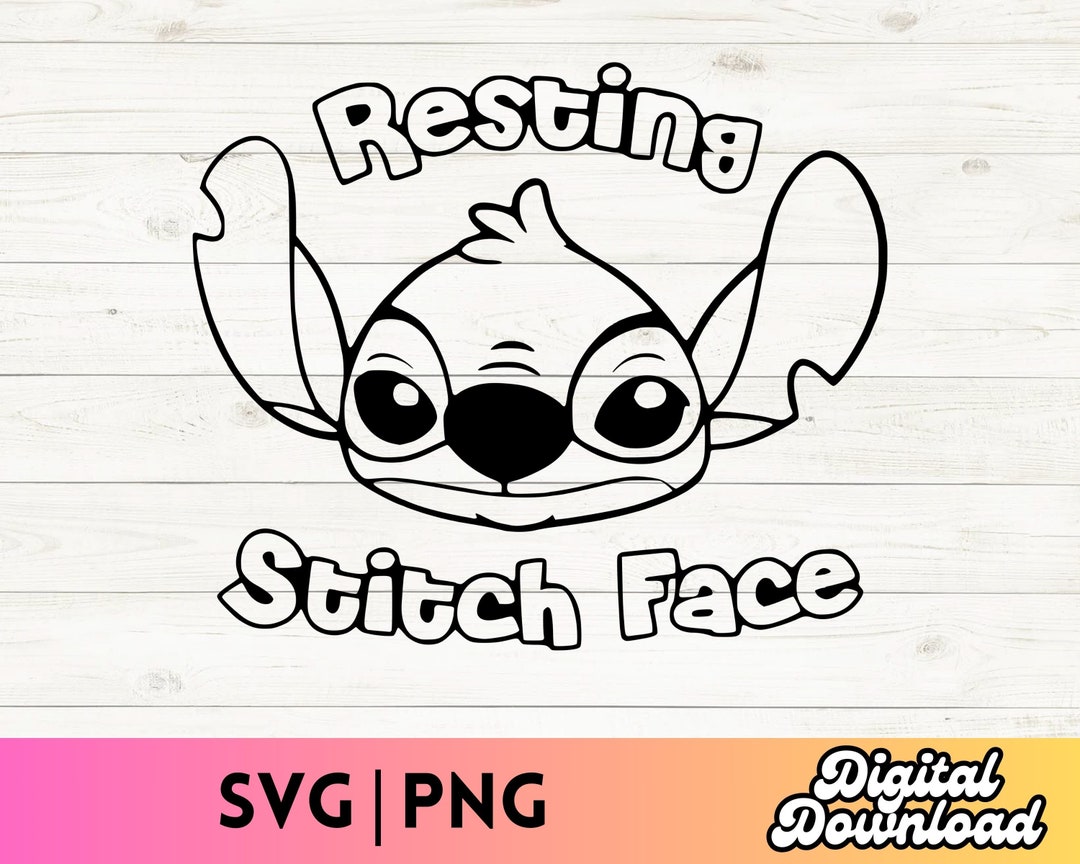 Stitch SVG, Stitch PNG, Stitch Clipart, Resting Stitch Face SVG, Cut ...