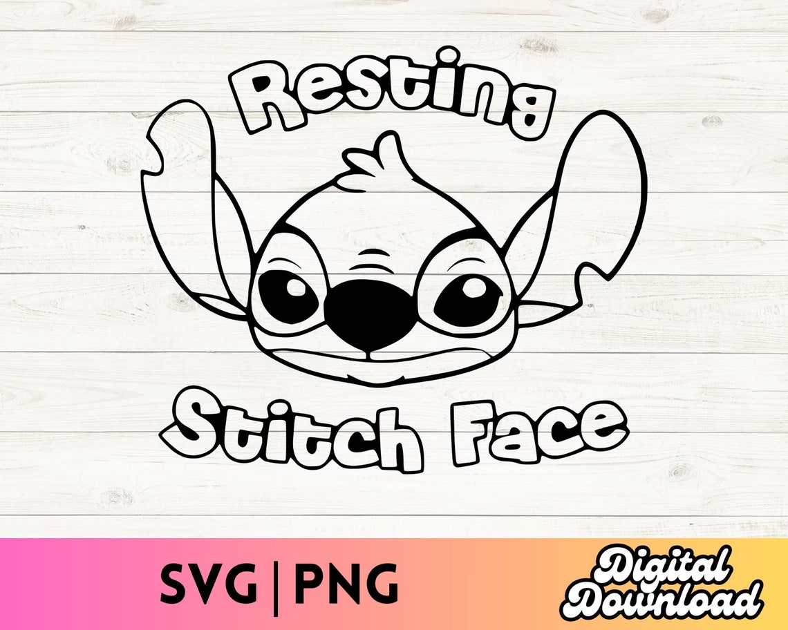 Stitch SVG, Stitch PNG, Stitch Clipart, Resting Stitch Face SVG, Cut Files for Cricut Silhouette ...