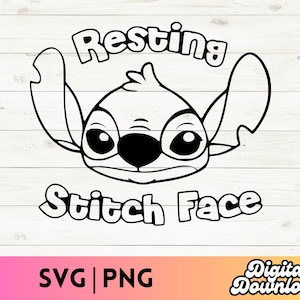 Stitch SVG, Stitch PNG, Stitch Clipart, Resting Stitch Face SVG, Cut Files for Cricut Silhouette ...