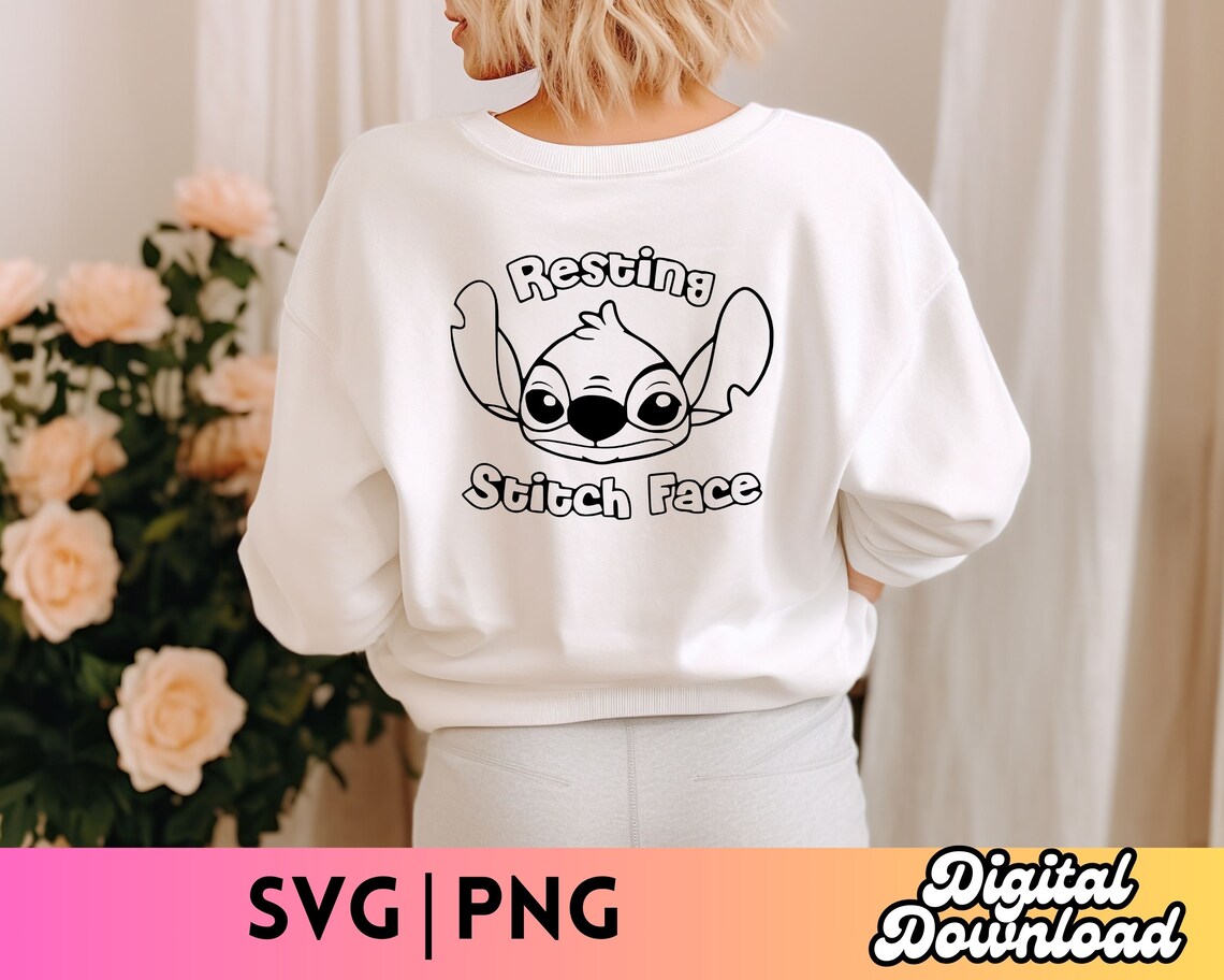 Stitch SVG, Stitch PNG, Stitch Clipart, Resting Stitch Face SVG, Cut ...