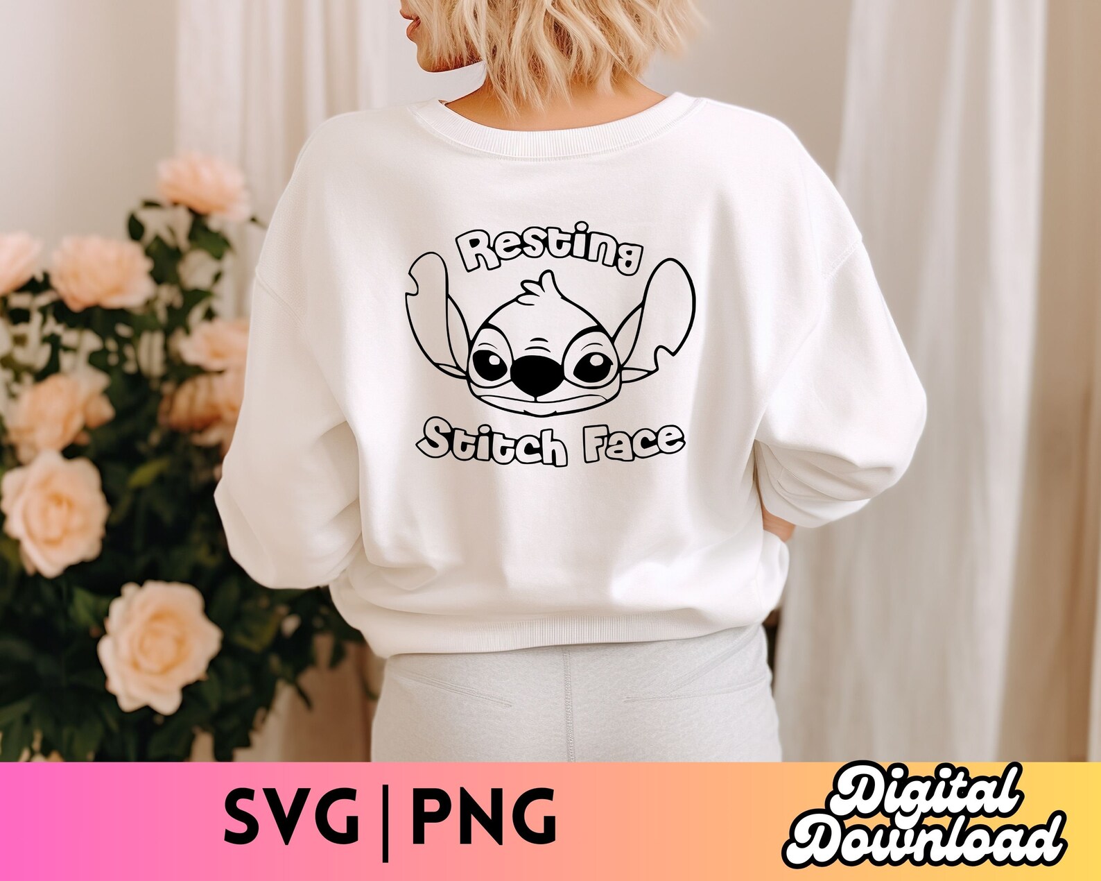 Stitch SVG, Stitch PNG, Stitch Clipart, Resting Stitch Face SVG, Cut ...
