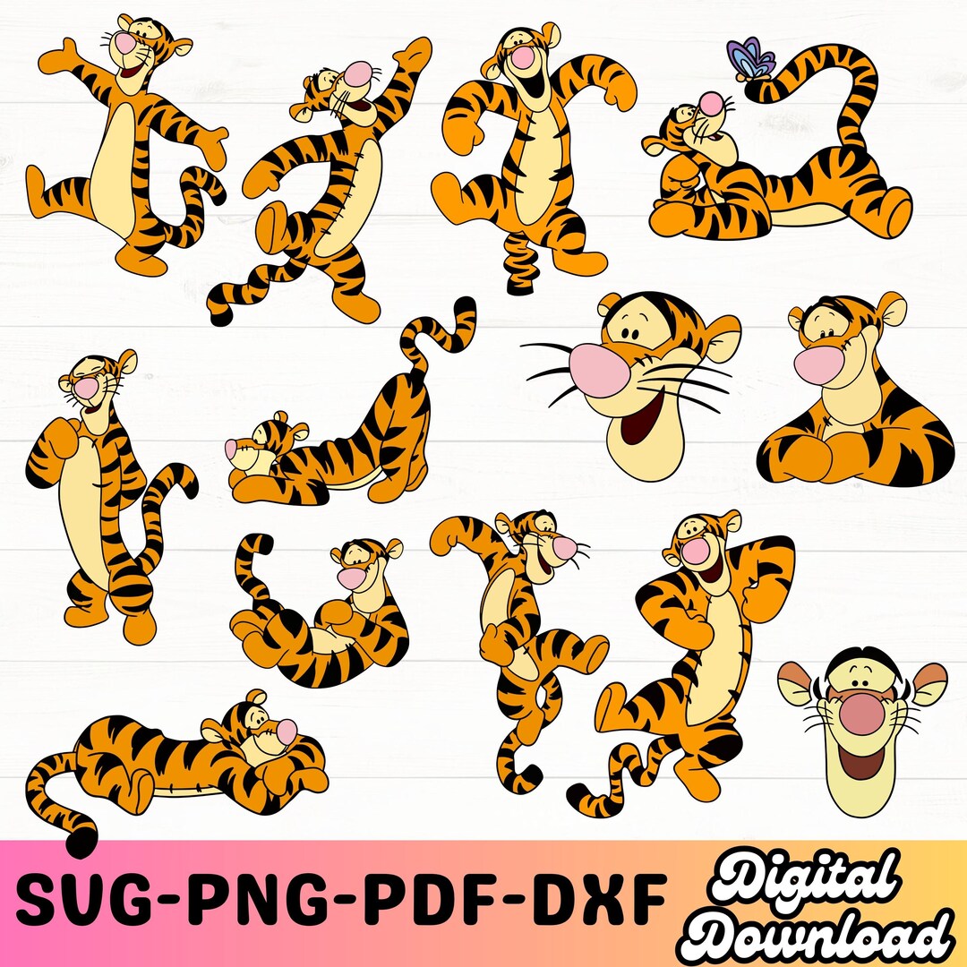 Tigger 13 Pieces Layered Svg, Png, Pdf, Eps, Dxf - Etsy