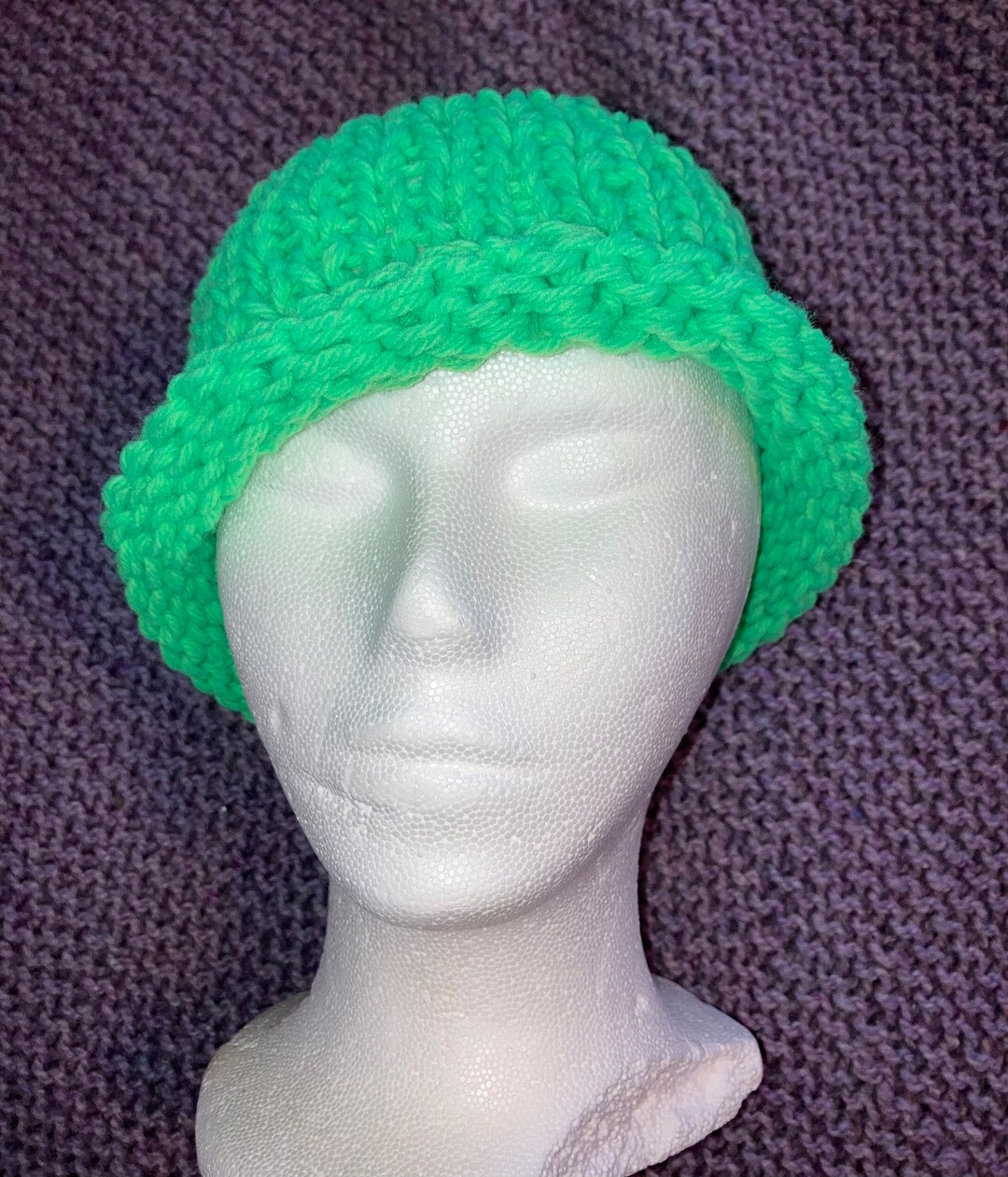 Hand Knitted Roll Brim Hat - Etsy