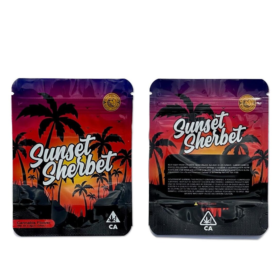 SUNSET SHERBET 3.5g Cali Packs Resealable Mylar Bags EMPTY - Etsy