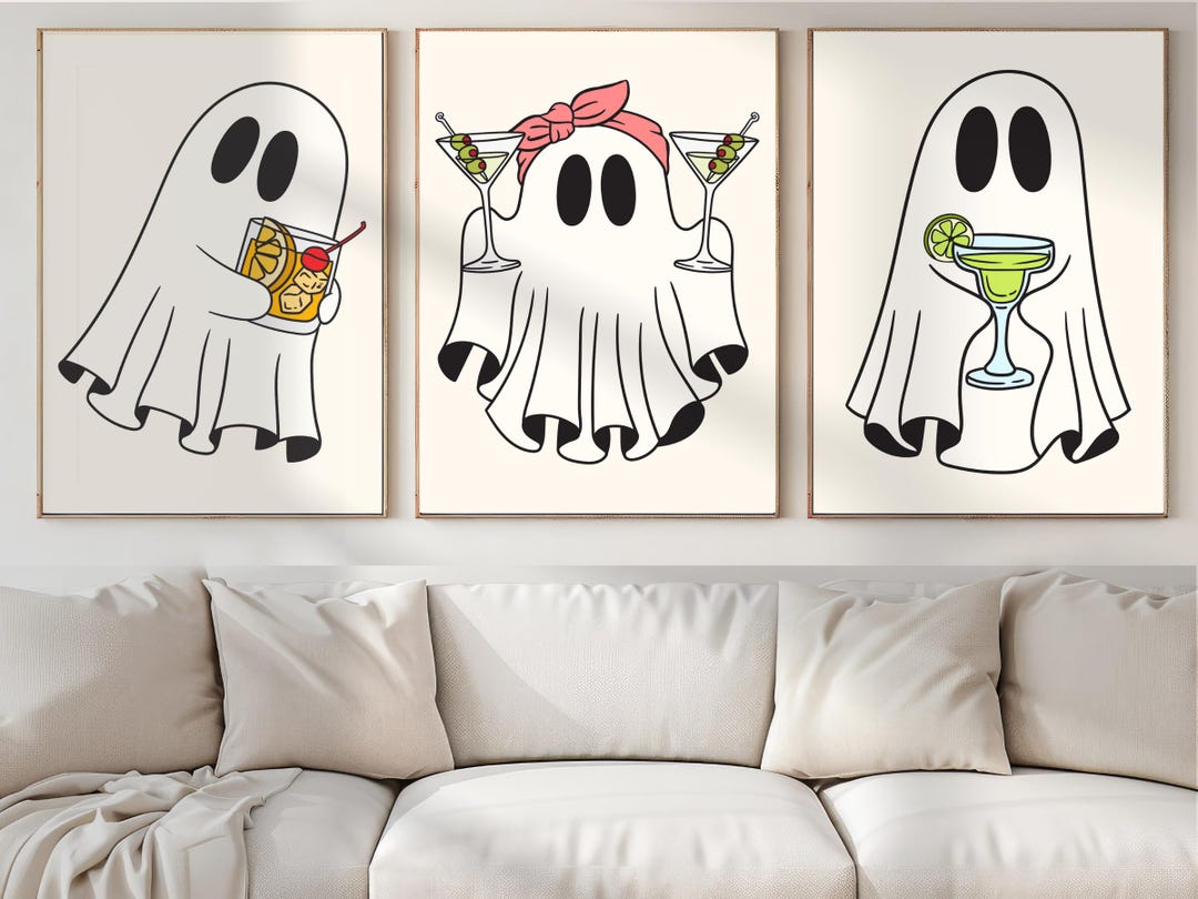 Girly Boozy Cocktail Ghost Halloween Prints - Etsy