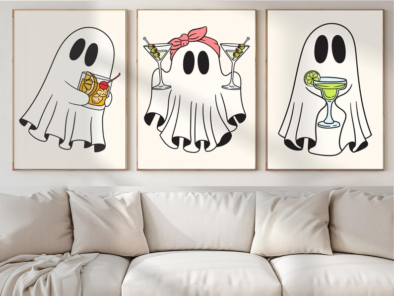 Girly Boozy Cocktail Ghost Halloween Prints - Etsy