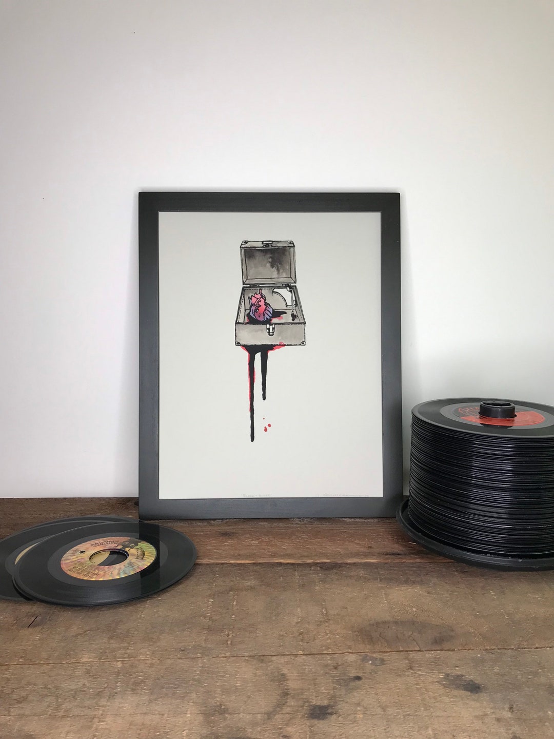 Record Player Print, Record Player Art, Record Lover Art, Gothic Music ...