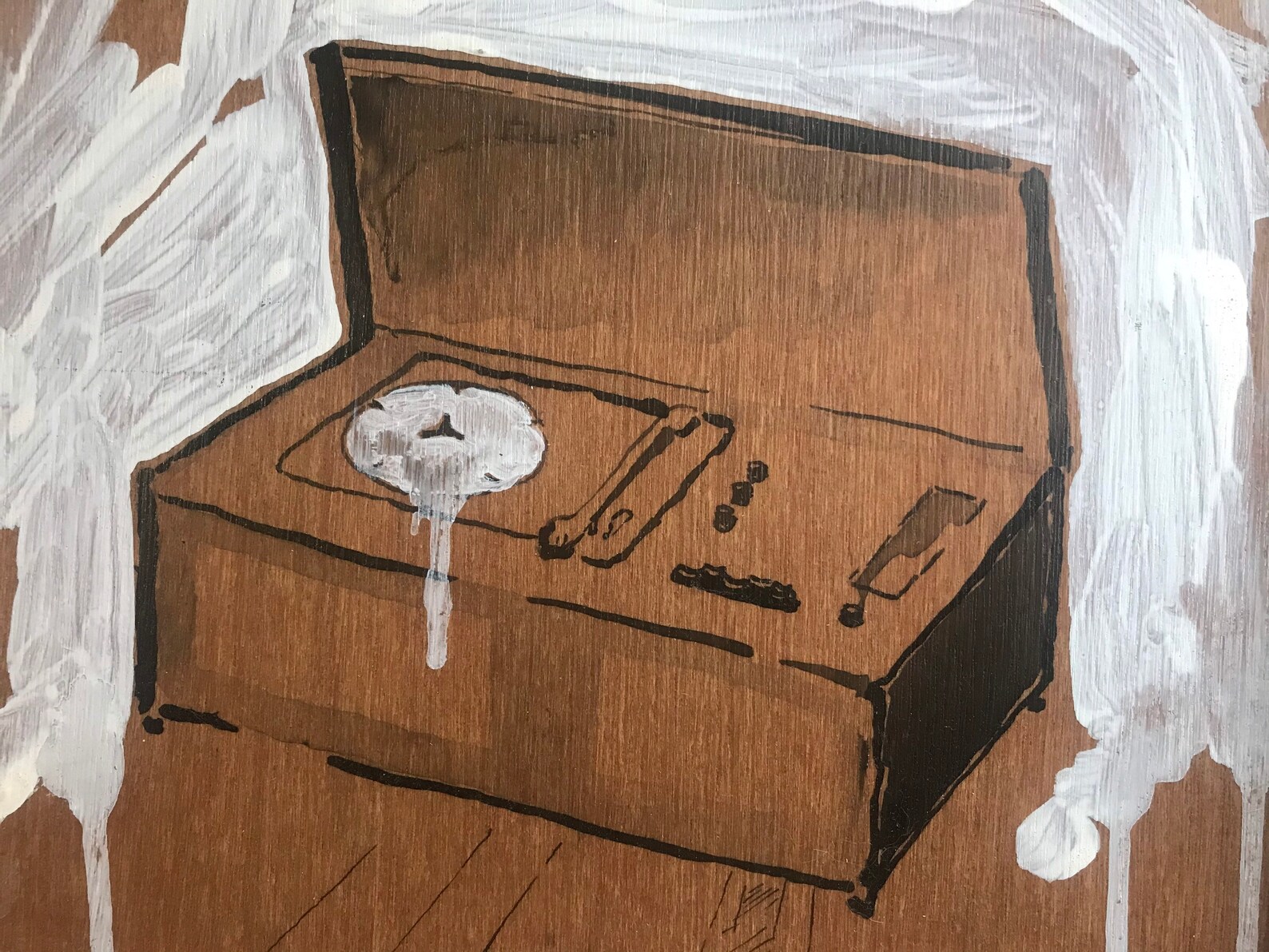 Vintage Record Player Art, Retro Turntable, Pen & Ink Record Player ...