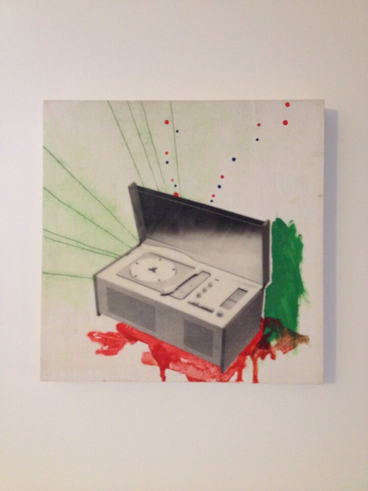 Vintage Record Player Painting, Mid Century Modern Coffin-style Record ...