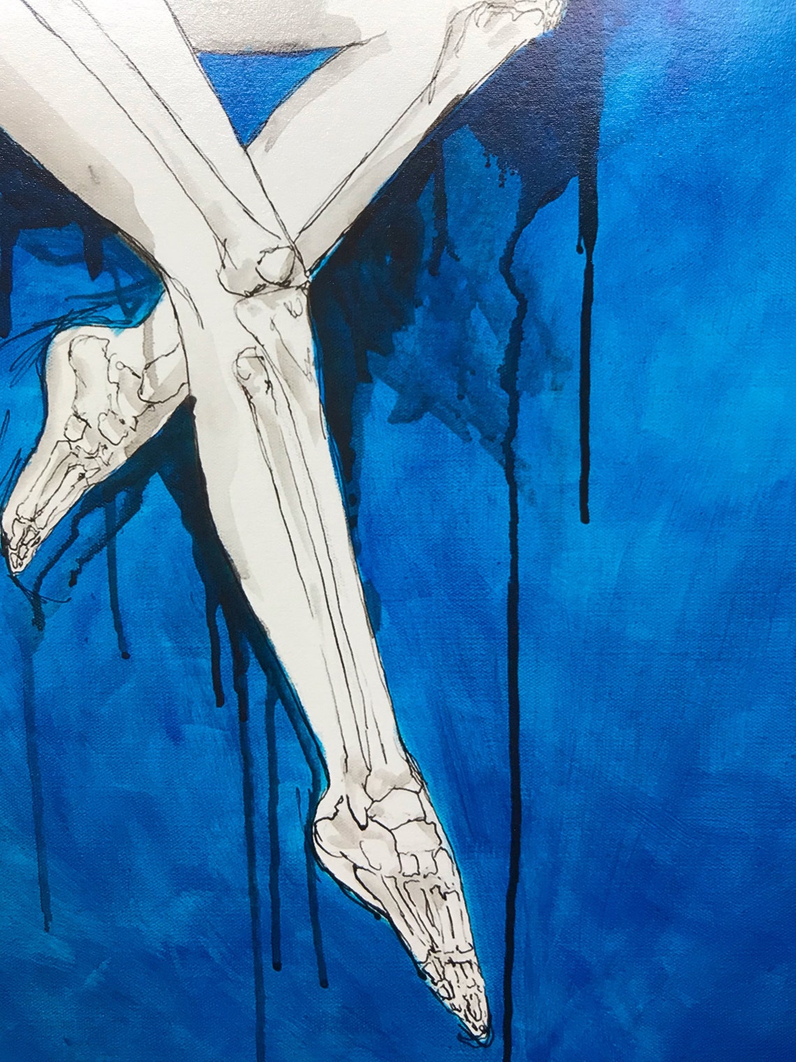 Halloween Skeleton Pin up Girls, Day of the Dead Decor, Gold Framed ...