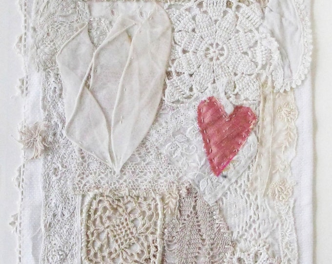 Textile Art Hand Stitched Heart - Etsy
