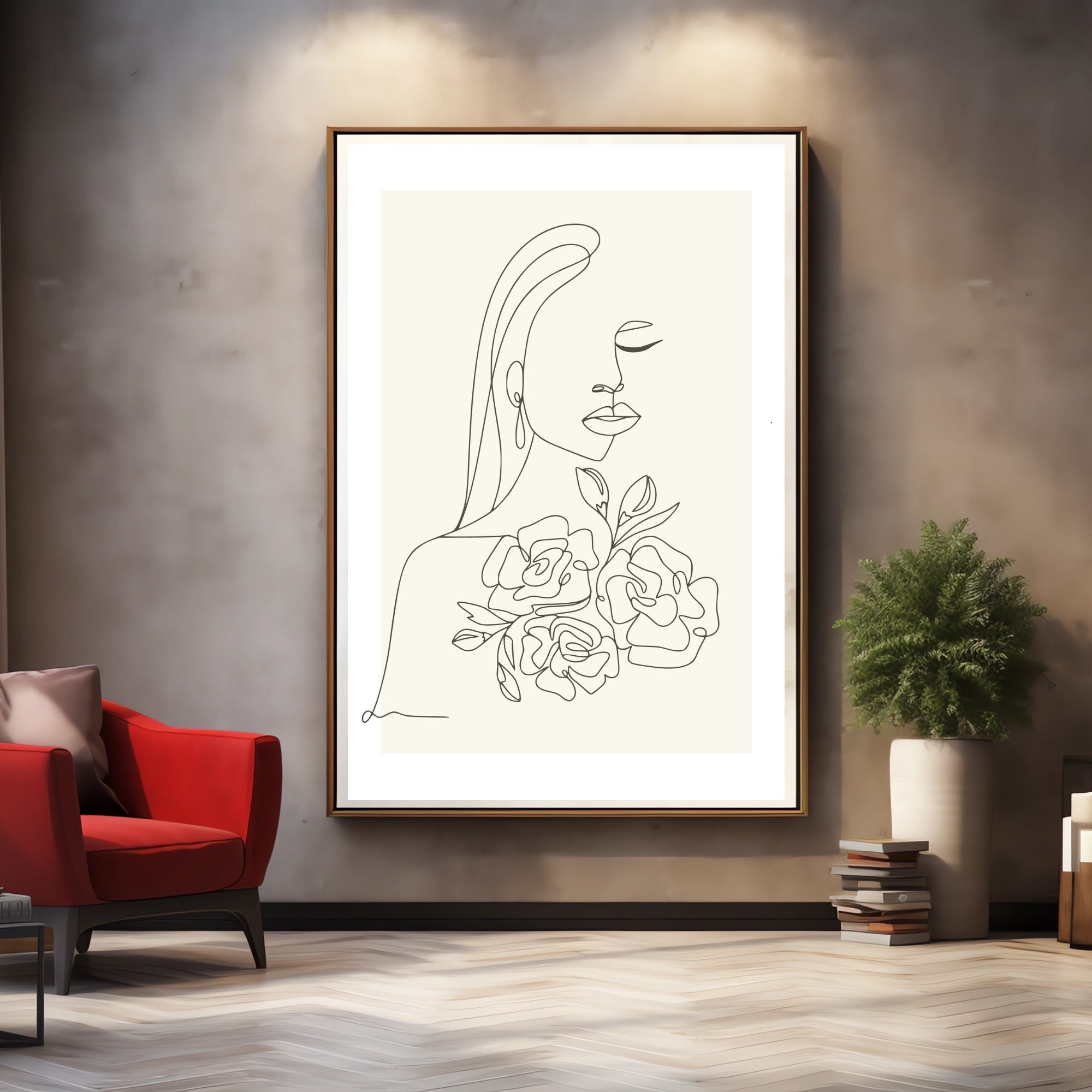 Line Art Abstract Wall Art Set Abstract Floral Botanical Prints ...