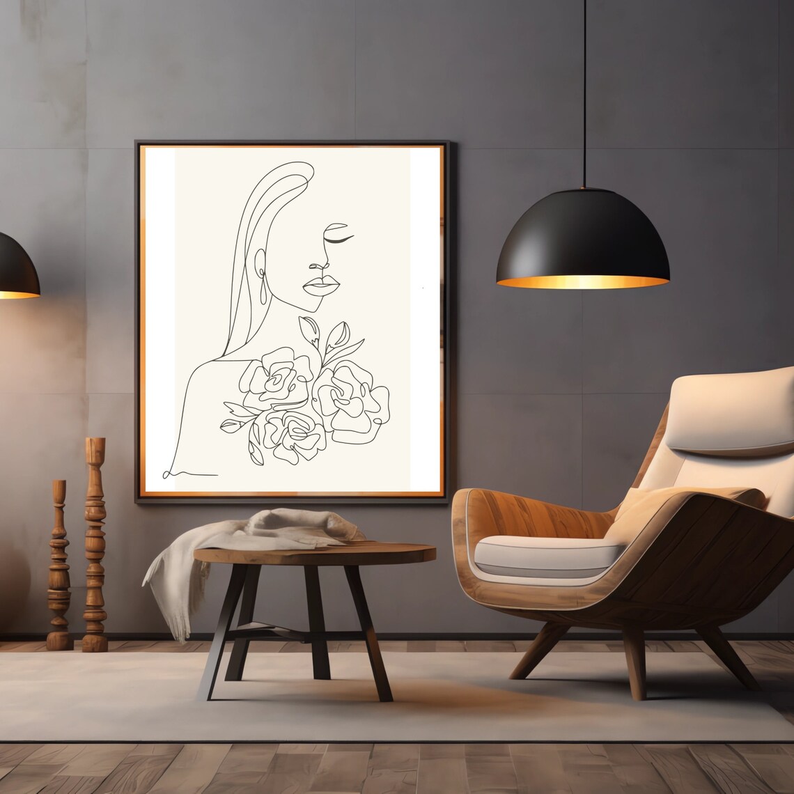 Line Art Abstract Wall Art Set Abstract Floral Botanical Prints ...