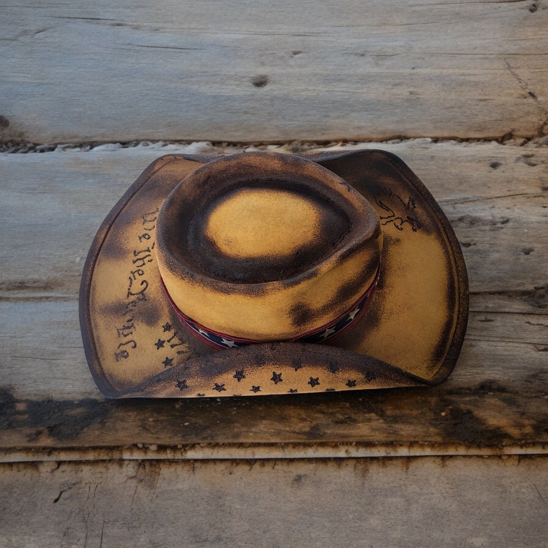 Fearless Patriot, Hand-burned Wool Cowboy Hat. - Etsy