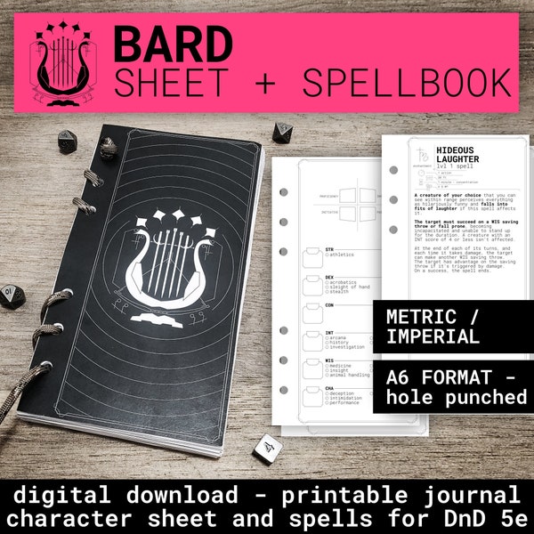 Bard Character Sheet Form Fillable - Etsy