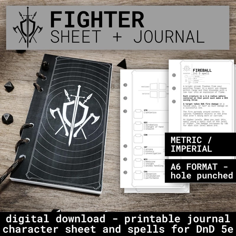 Fillable Character Sheet Fighter - Etsy