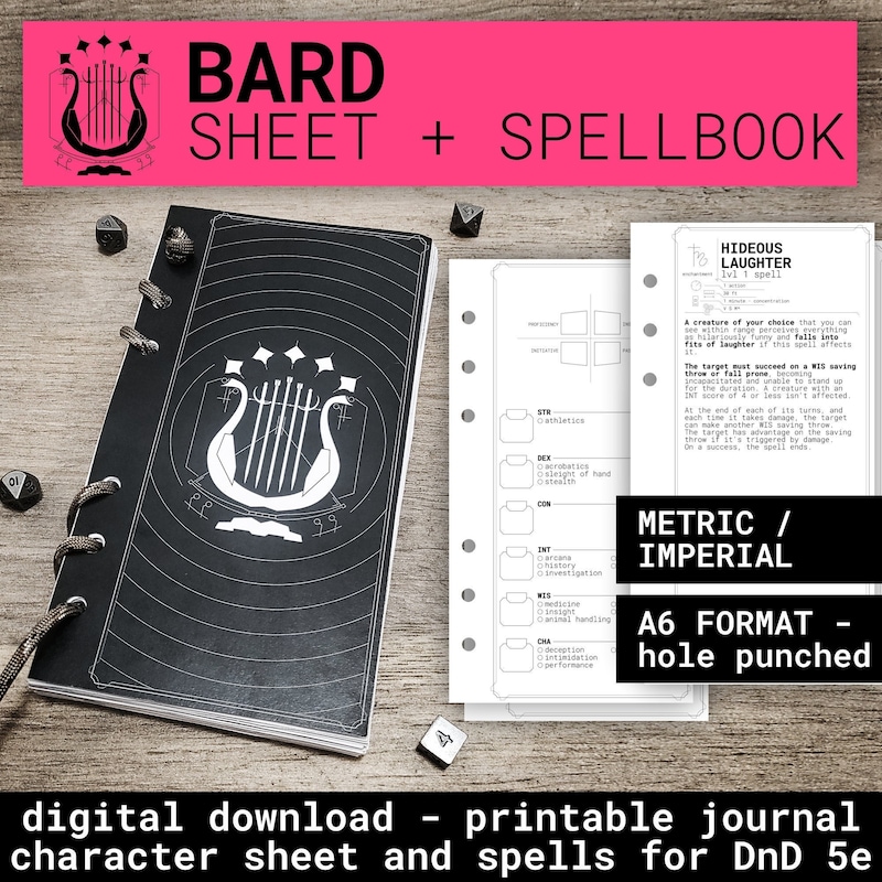 Bard Character Sheet - Etsy