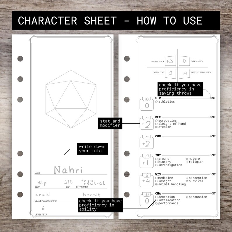 DRUID Character Sheet and Spell Book for Dnd 5e | Form Fillable Pdfs ...