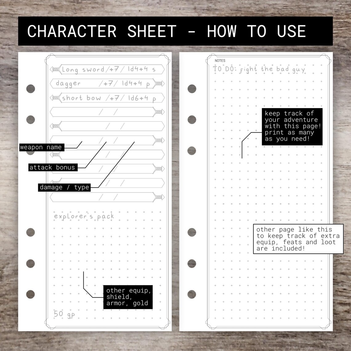 FIGHTER Character Sheet, Journal and Spells for Dnd 5e | Form Fillable ...