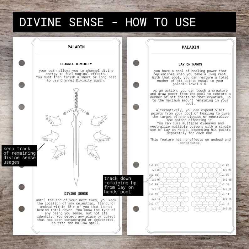 PALADIN Character Sheet and Spell Book for Dnd 5e | Form Fillable Pdfs ...