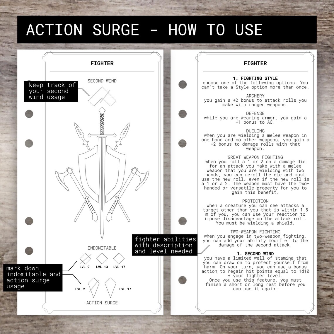 FIGHTER Character Sheet, Journal and Spells for Dnd 5e | Form Fillable ...