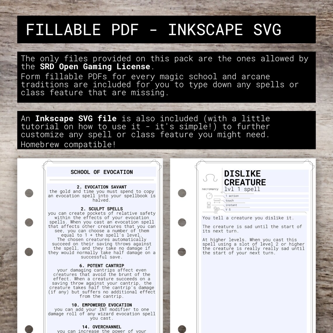 WIZARD Character Sheet and Spell Book for Dnd 5e | Form Fillable Pdfs ...