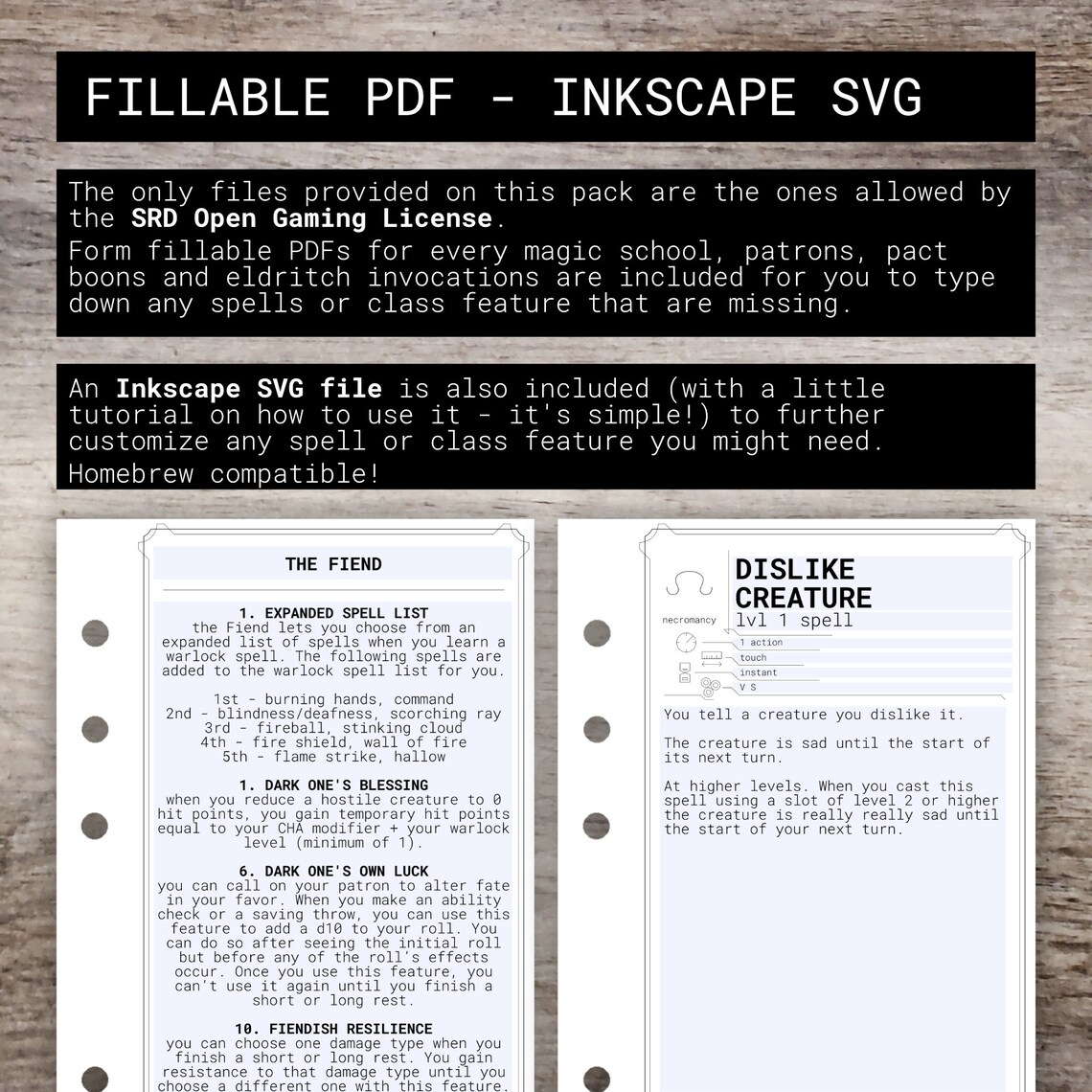 WARLOCK Character Sheet and Spell Book for Dnd 5e | Form Fillable Pdfs ...