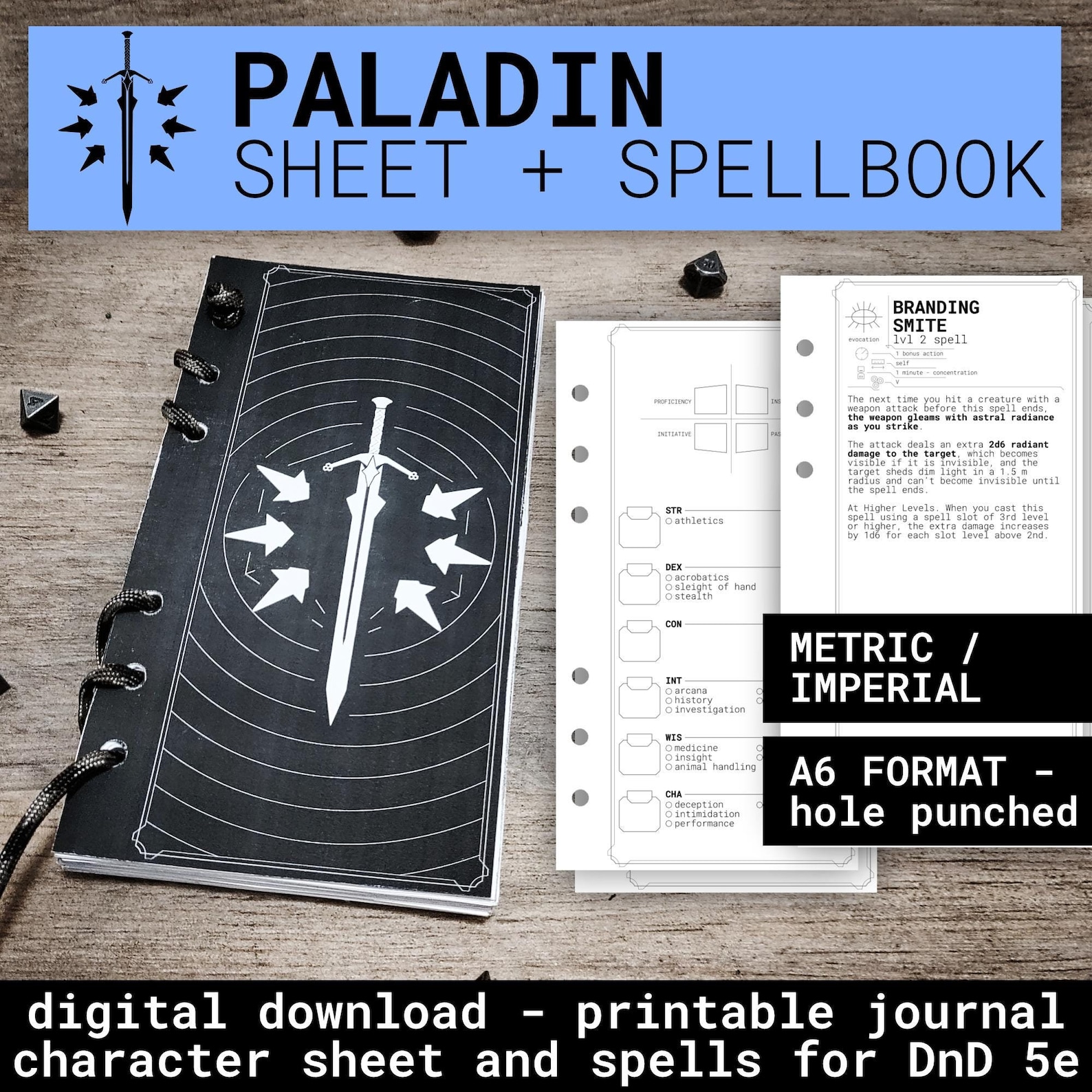 PALADIN Character Sheet and Spell Book for Dnd 5e | Form Fillable Pdfs ...