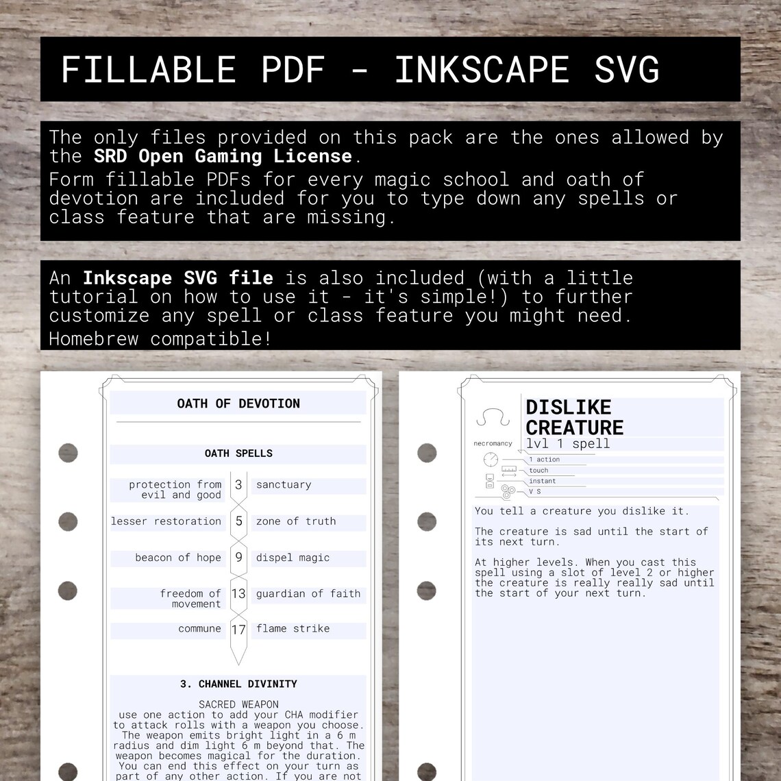 PALADIN Character Sheet and Spell Book for Dnd 5e | Form Fillable Pdfs ...