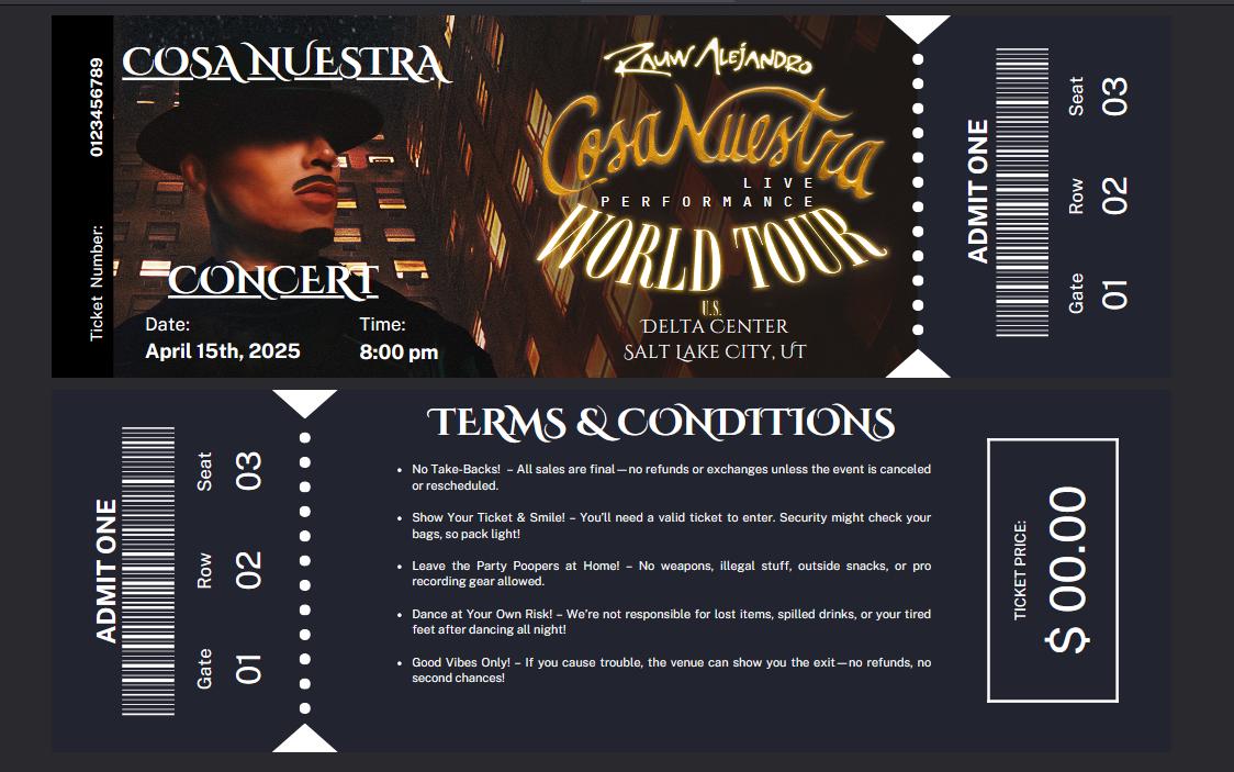 Cosa Nuestra Tour - Rauw Souvenier Ticket - Etsy