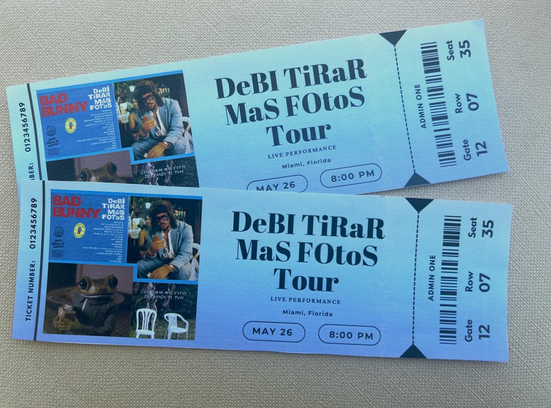 DTMF - Bad Bunny Souvenier Ticket - Etsy