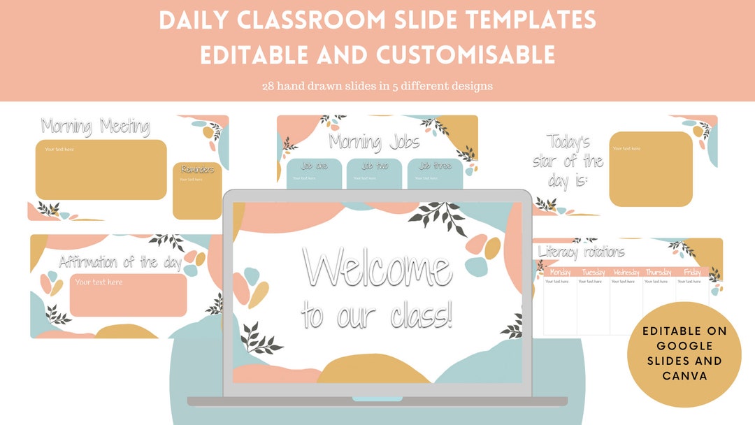 Summer Floral Editable Google Slide and Canva Templates, Classroom ...