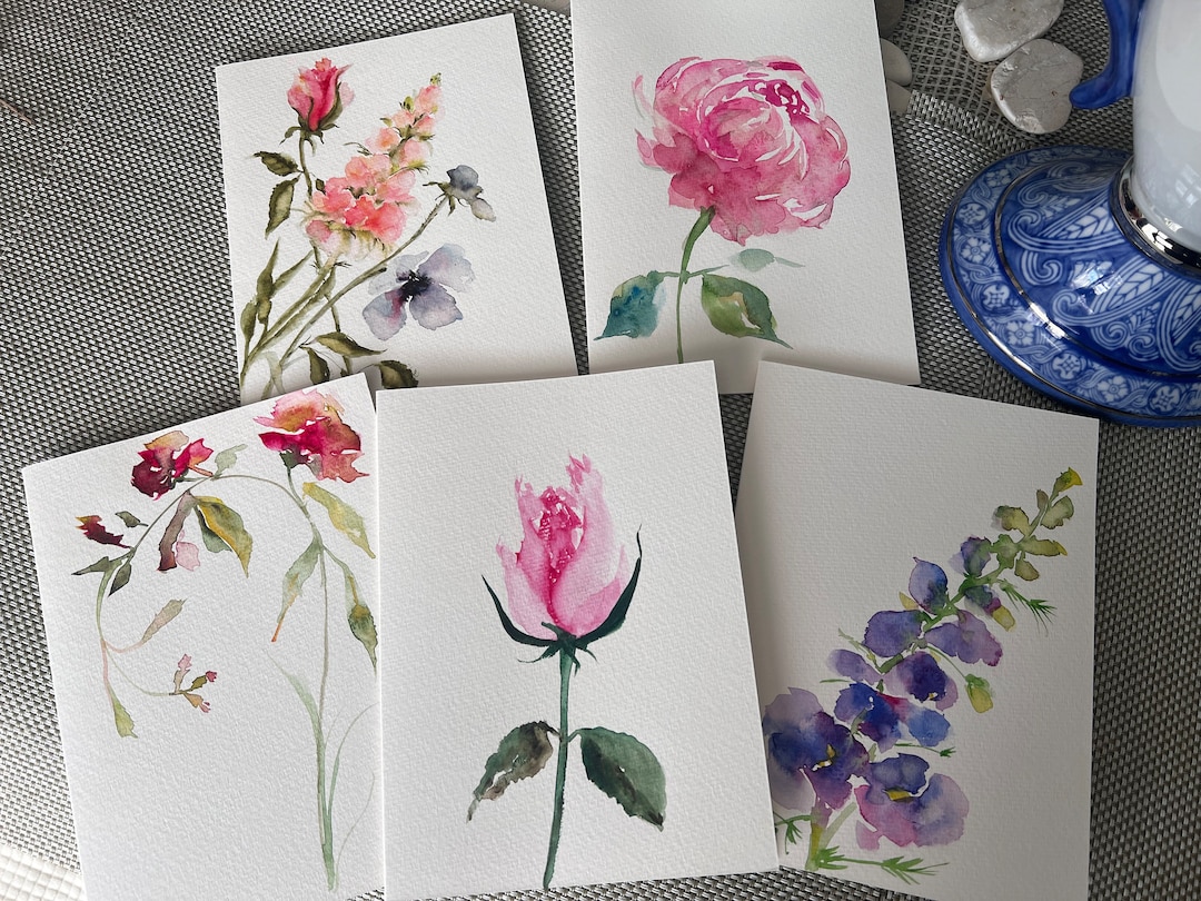 Handmade Floral Watercolor Greeting Cards (set of 3) - Etsy