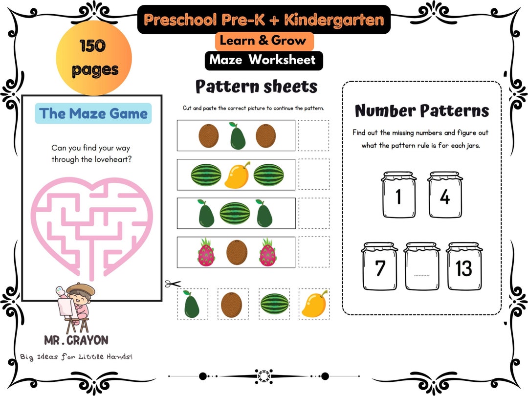 Ultimate Kids Activity Bundle Alphabet Mazes & Fun Pattern Worksheets ...