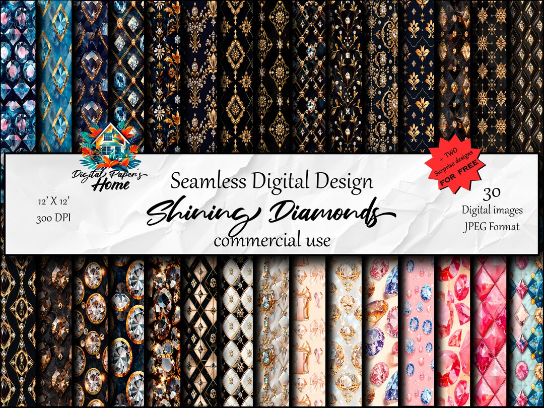 Shining Diamonds, Seamless Digital Paper for Commercial and Personal ...