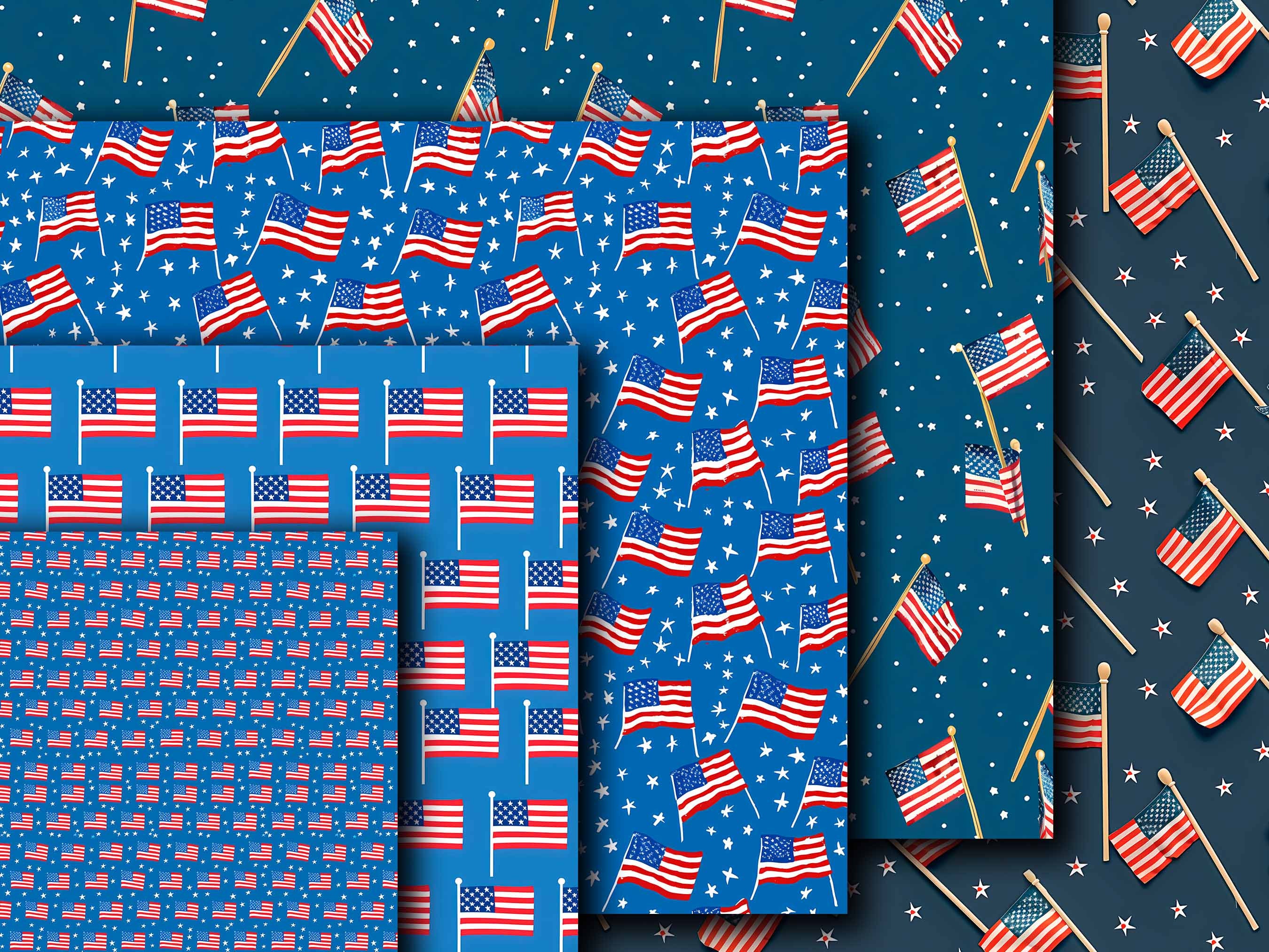 American Flag, Seamless Digital Paper for Commercial and Personal Use ...