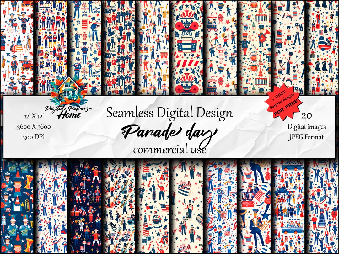 Parade Day, Seamless Digital Paper for Commercial and Personal Use - Etsy