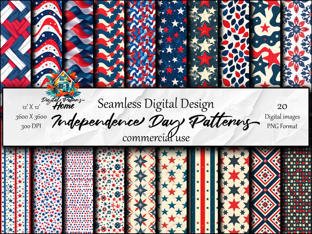 Independence Day Patterns, Seamless Digital Paper for Commercial and ...