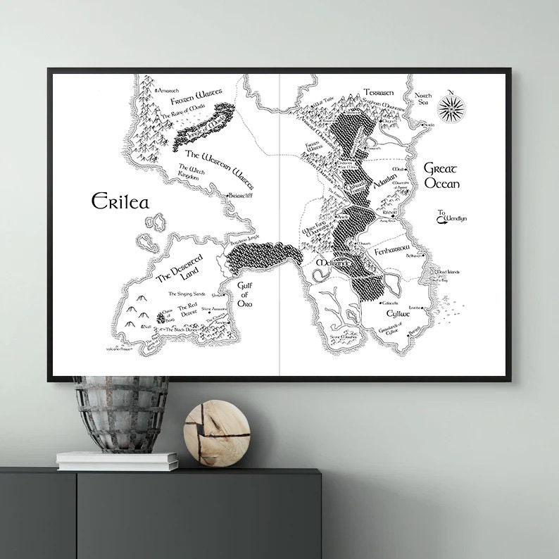 PNG Map of Erilea, Map of the World of Throne of Glass, Sarah J. Maas ...