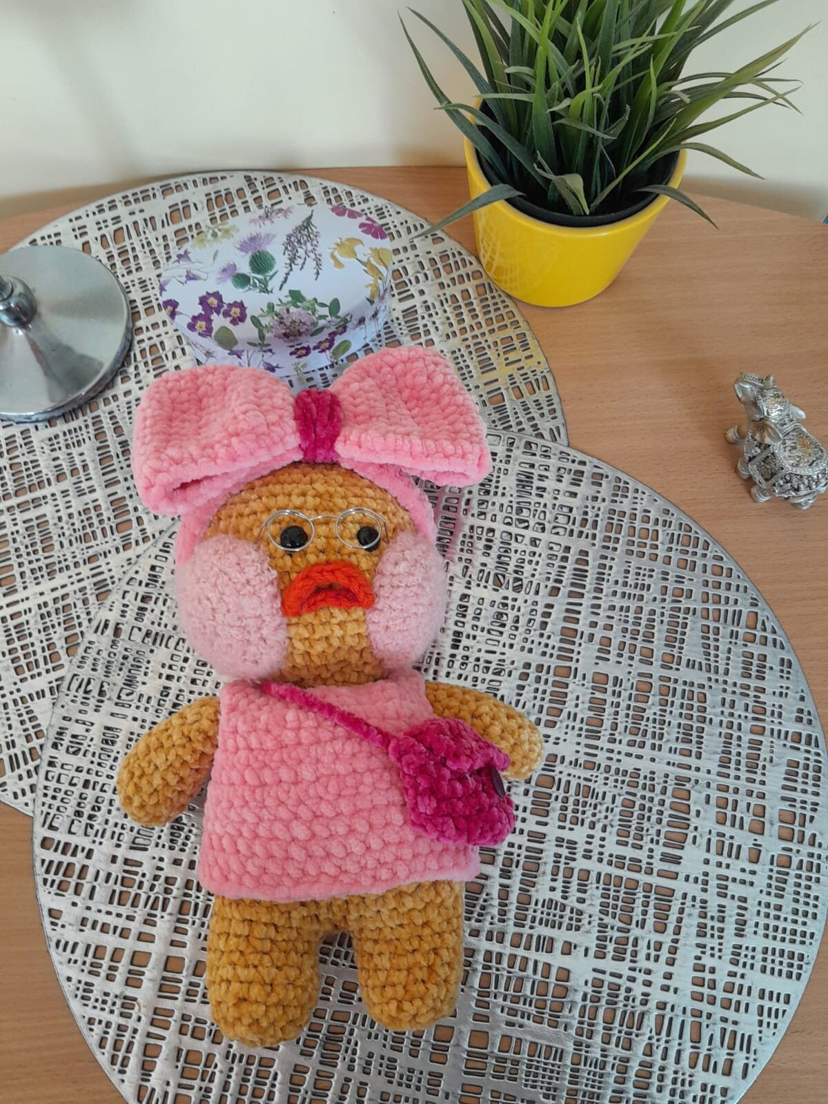 Crocheted Amigurumi Toy Duck Lalafanfan, Handmade, Ducktoy, Crochet ...